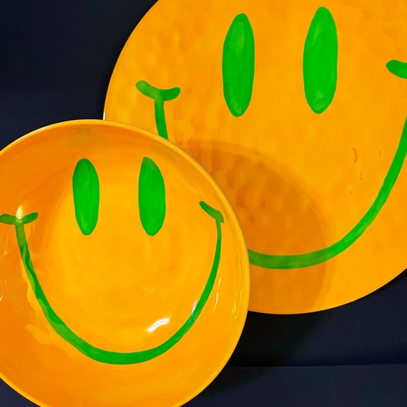 Dining | Yellow Smiley Face Plate Bowl Set | Poshmark
